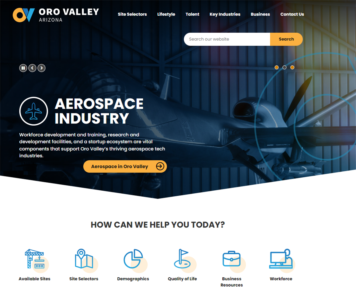 New Oro Valley website wins award! Oro Valley Economic Development